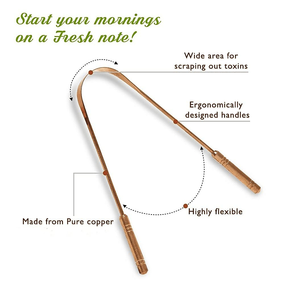 Sarveda Ayurvedic Copper Tongue Cleaner | Tongue Scraper for Healthy Oral Health Suitable for Adults & Kids (Pack of 2)