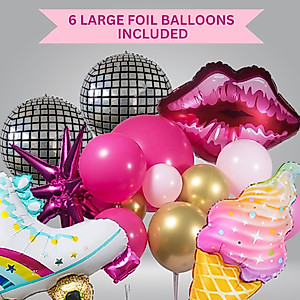 143Pcs Hot Pink Balloon Garland Arch Kit for Theme Party Pink Girl Birthday Party Princess Party Balloon Decoration Bachelorette Party Decoration Pink Arch DIY Kit Bridal Retro Disco