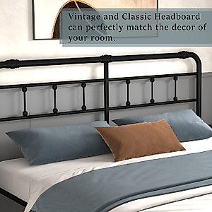 Yalemoll King-Size-Bed-Frame and-Headboard - 15 Inch High Metal Platform,No Box Spring Needed,Easy Assembly(Black)