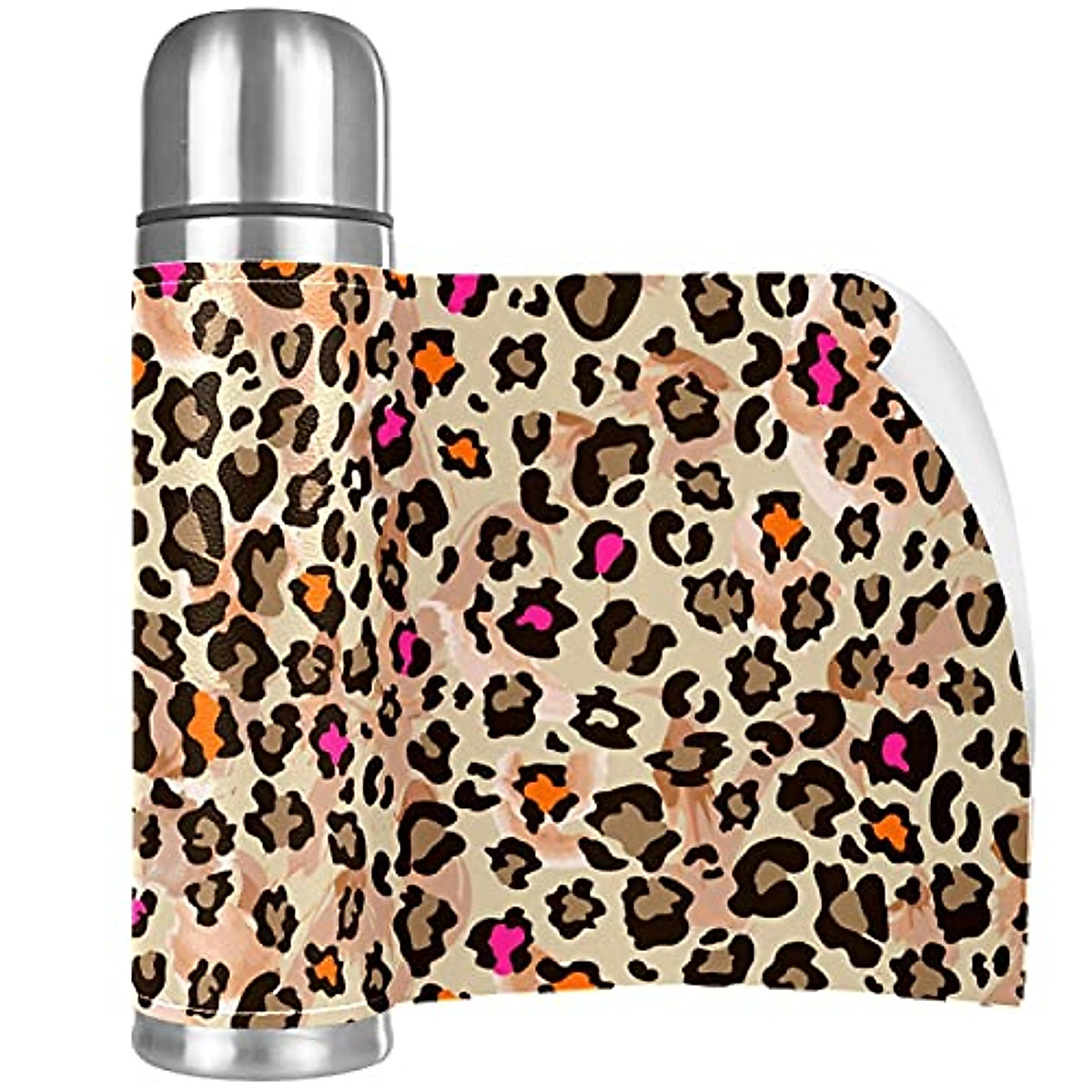 Leopard Brown Vacuum Insulated Water Bottle Stainless Steel Thermos Flask Travel Mug Coffee Cup Double Walled 17 OZ