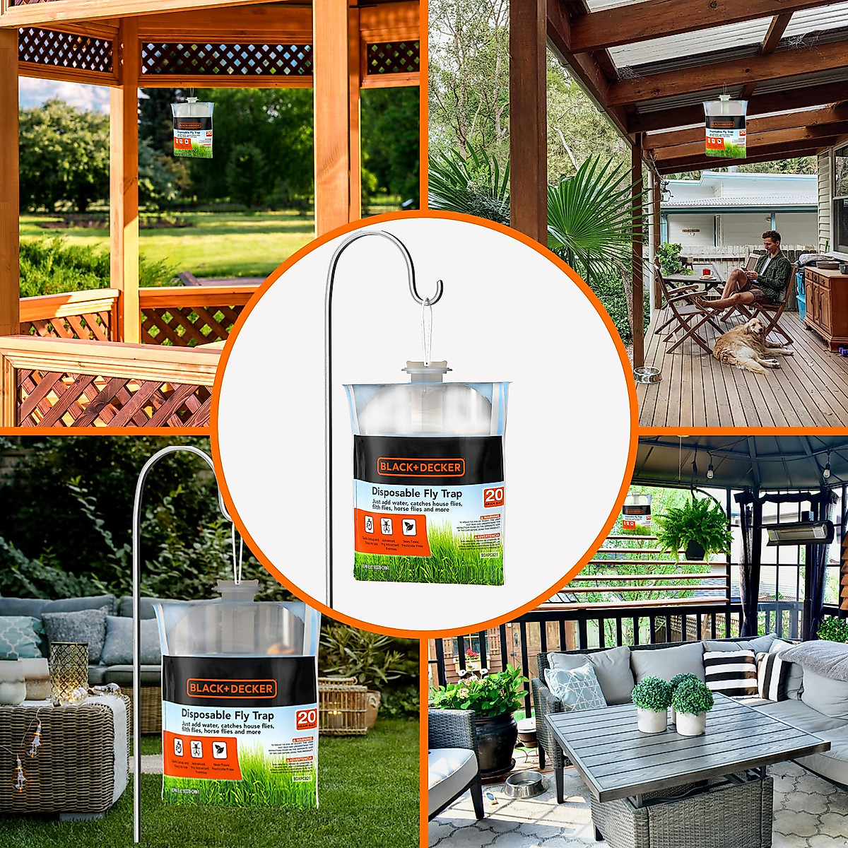 Fly Trap- Hanging Fly Traps Outdoor- Natural Non-Toxic Fly Catcher Attractant- Add Water to Catch House & Horse Flies in Garden, Backyard & Barn, 3 Pack