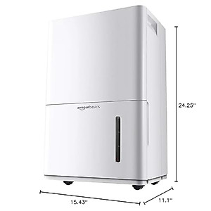 Amazon Basics Large Dehumidifier for Basements, Bathroom, up to 4000 SFT, 50 Pint, Energy Star Certified, Timer, Auto-Defrost, Overflow Protection, White