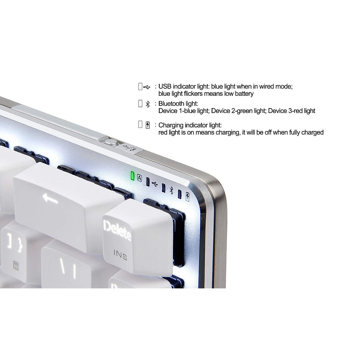 EPOMAKER AJAZZ ZINC 68 Keys Bluetooth Wireless/Wired Gaming Mechanical Keyboard, with Aluminum Zinc Alloy Frame, White Backlight, 300 Hours Standby Time (Cherry Red Switch, White)