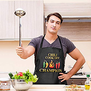 Syhood Chili Cook Off Aprons Black Bib Cook Off Aprons Waterproof Aprons for Kitchen Crafting BBQ Drawing Outdoors