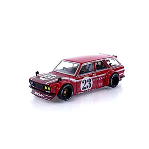 Datsun KAIDO 510 Wagon Carbon Fiber V2 Red Kaido House 1/64 Diecast Model Car True Scale Miniatures KHMG063