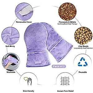 SuzziPad Microwavable Arthritis Gloves with Eyes Mask, Heated Gloves for Arthritis Hands, Stiff Joints, Carpal Tunnel, Trigger Finger; Moist Heat Hand Warmer Gloves Mittens with Washable Cover, 1 Pair