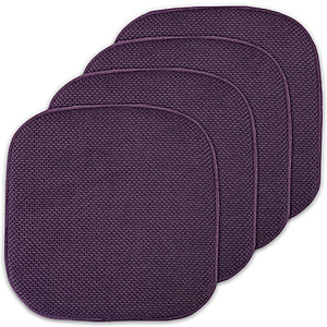 Sweet Home Collection Cushion Memory Foam Chair Pads Honeycomb Nonslip Back Seat Cover 16" x 16" 4 Pack Eggplant Purple