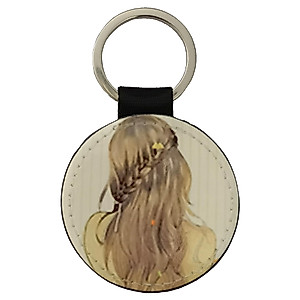 Yongkang 10 pieces Sublimation Blanks keychain Glitter PU Leather both sides can be sublimated DIY Craft (Rounded)