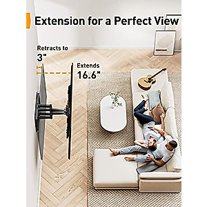 Perlegear UL Listed Full Motion TV Wall Mount for 42-85 inch TVs up to 132 lbs, TV Mount with Dual Articulating Arms, Tool-Free Tilt, Swivel, Extension, Leveling, Max VESA 600x400mm, 16" Studs, PGLF8