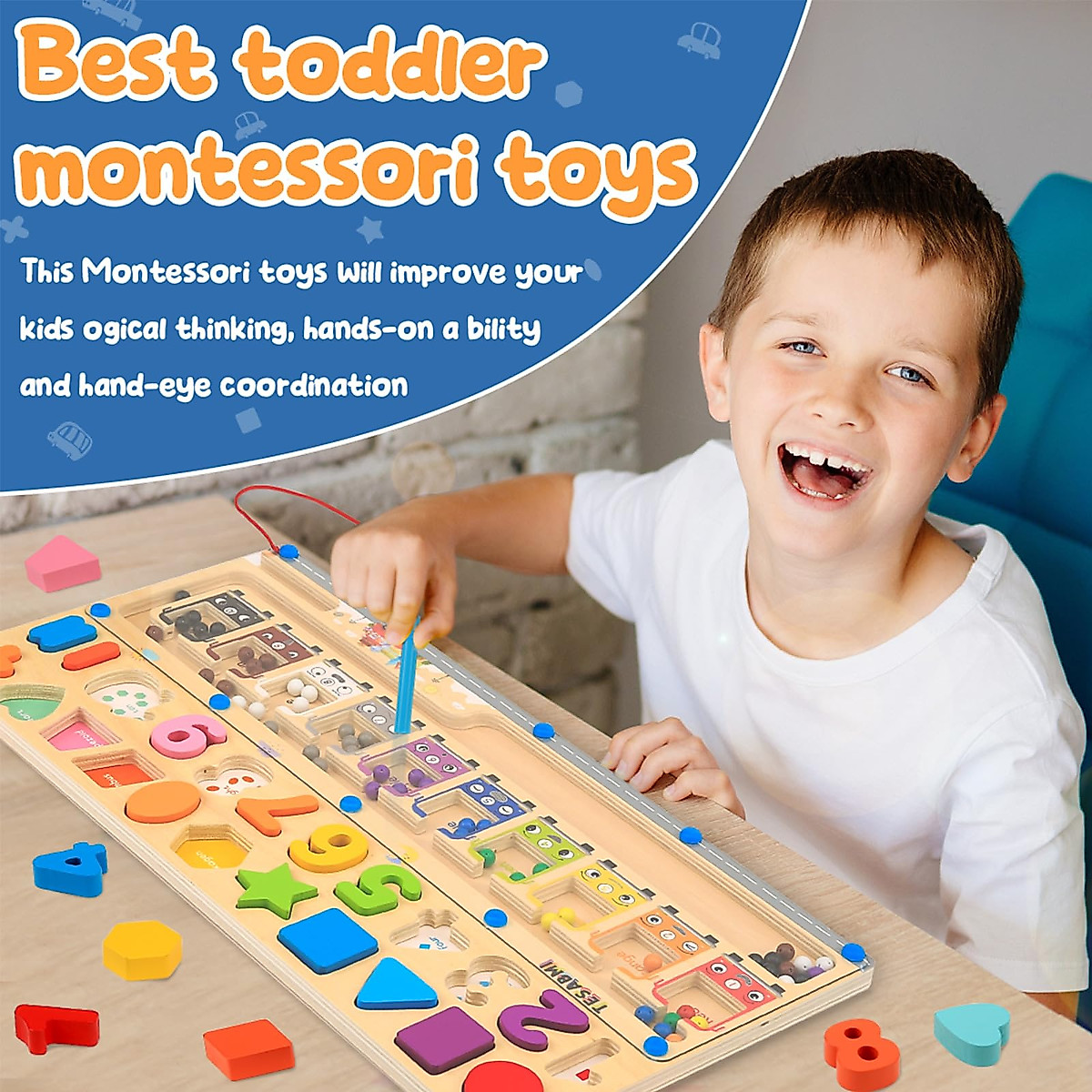 TeSabMi Montessori Screwdriver Board Set, Wooden Screw Driver Activities Tools Montessori Toys for 3 4 5 Year Old, Basic Skills Educational Sensory Learning Toy for Kids Toddlers Preschool