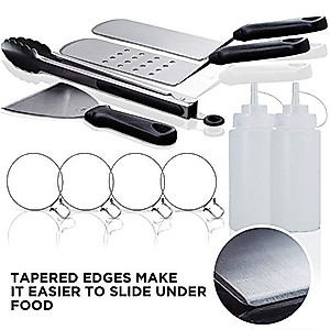 Weselyn Flat Top Grill Accessories Kit - 11-Pc Griddle Set with Melting Dome, Burger Spatulas, Scraper, Egg Rings and Squirt Bottles - Stainless Steel BBQ Tool Kit Ideal Blackstone Accessories