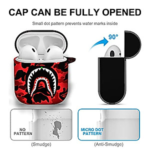 CULIPPA for AirPods 2 Case Cover Shark Mouth Camo Style Pattern Design for Airpods 2nd Generation Silicone Protective Case Shockproof for Women Girls with Keychain for Apple Airpods 2/1 Charging Case