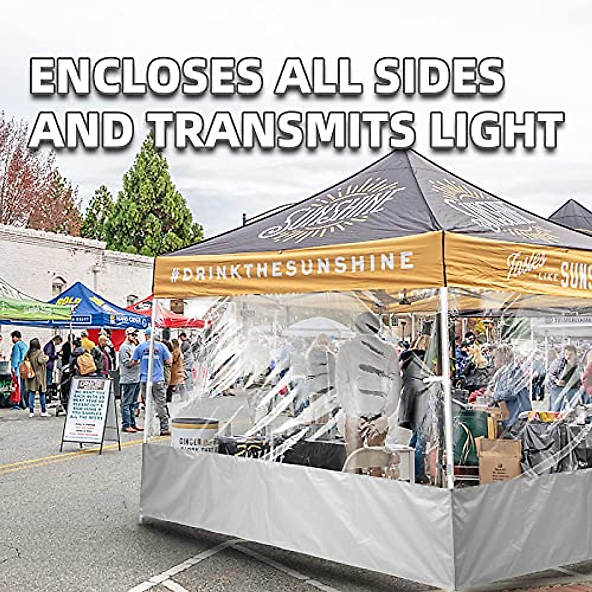 MordenApe Clear Sidewall for 10x10 Pop up Canopy - Straight Leg, Splicing Transparent Canopy Walls, Instant Canopy Tent Sunwall 10x6.3 Ft (White)