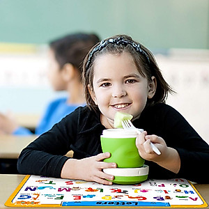 teytoy Kids Placemats Set of 5, Laminated Toddler Educational Learning Table Place Mats, Alphabet Math Shapes Colors Calendar, Children Montessori Eat Mat No Slip Waterproof Heat Resistant 17x12inch