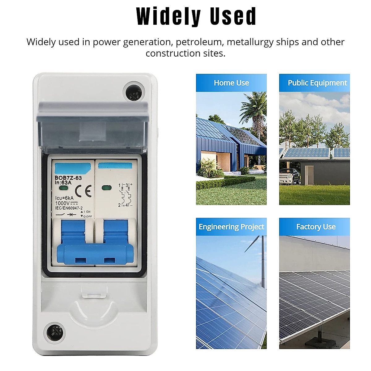 63A 1000V DC Disconnect Switch,PV DC Miniature Circuit Breaker with IP65 Waterproof Distribution Box,Solar Disconnect Switch for Solar Panels