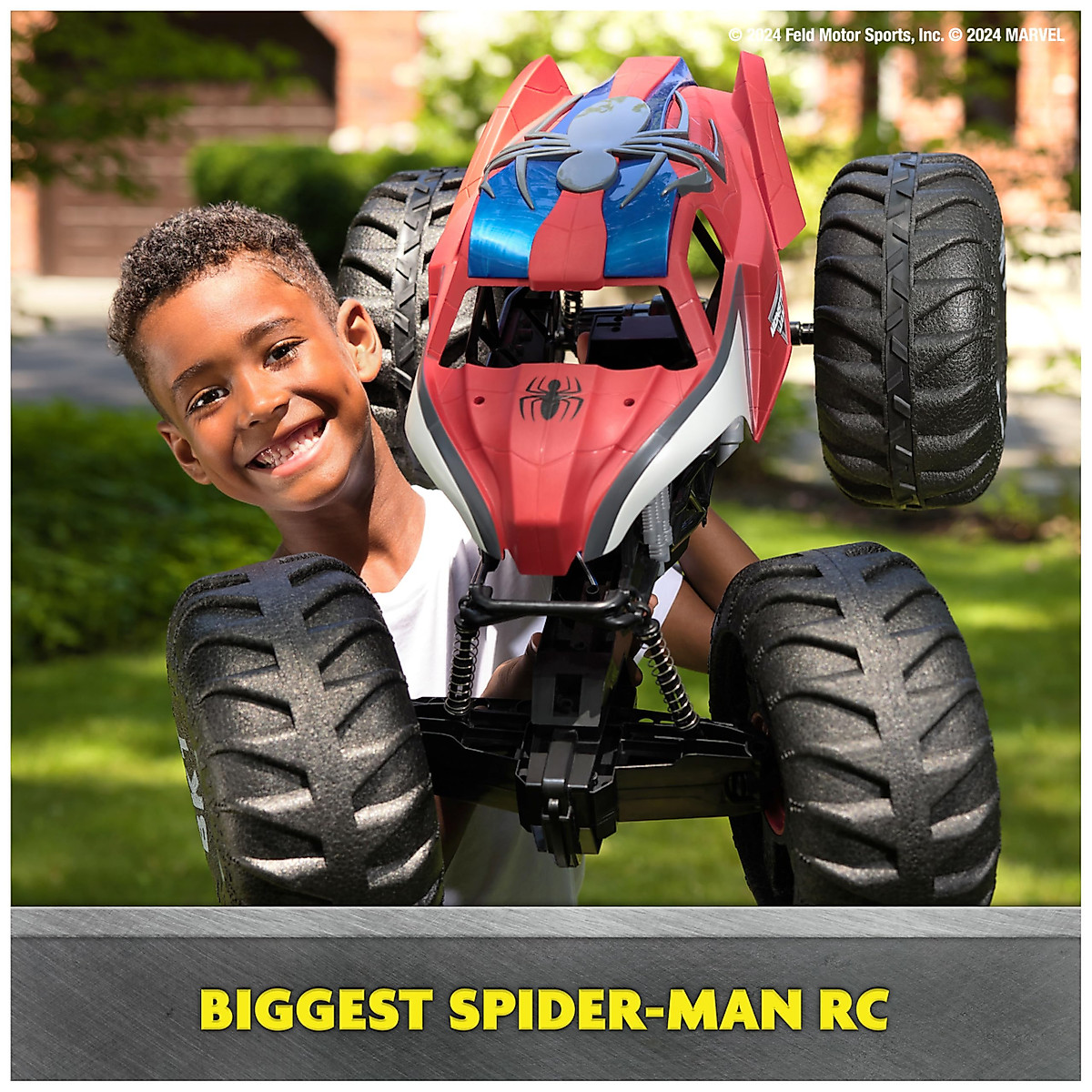 Monster Jam Marvel Mega Spider-Man RC Monster Truck, All-Terrain, Over 2 Feet Long, 1:6 Scale, Super Hero Kids Toys for Boys and Girls Ages 4 and Up