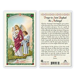 Prayer to St. Raphael the Archangel Holy Card (HC9-182E) - Laminated by San Francis Imports