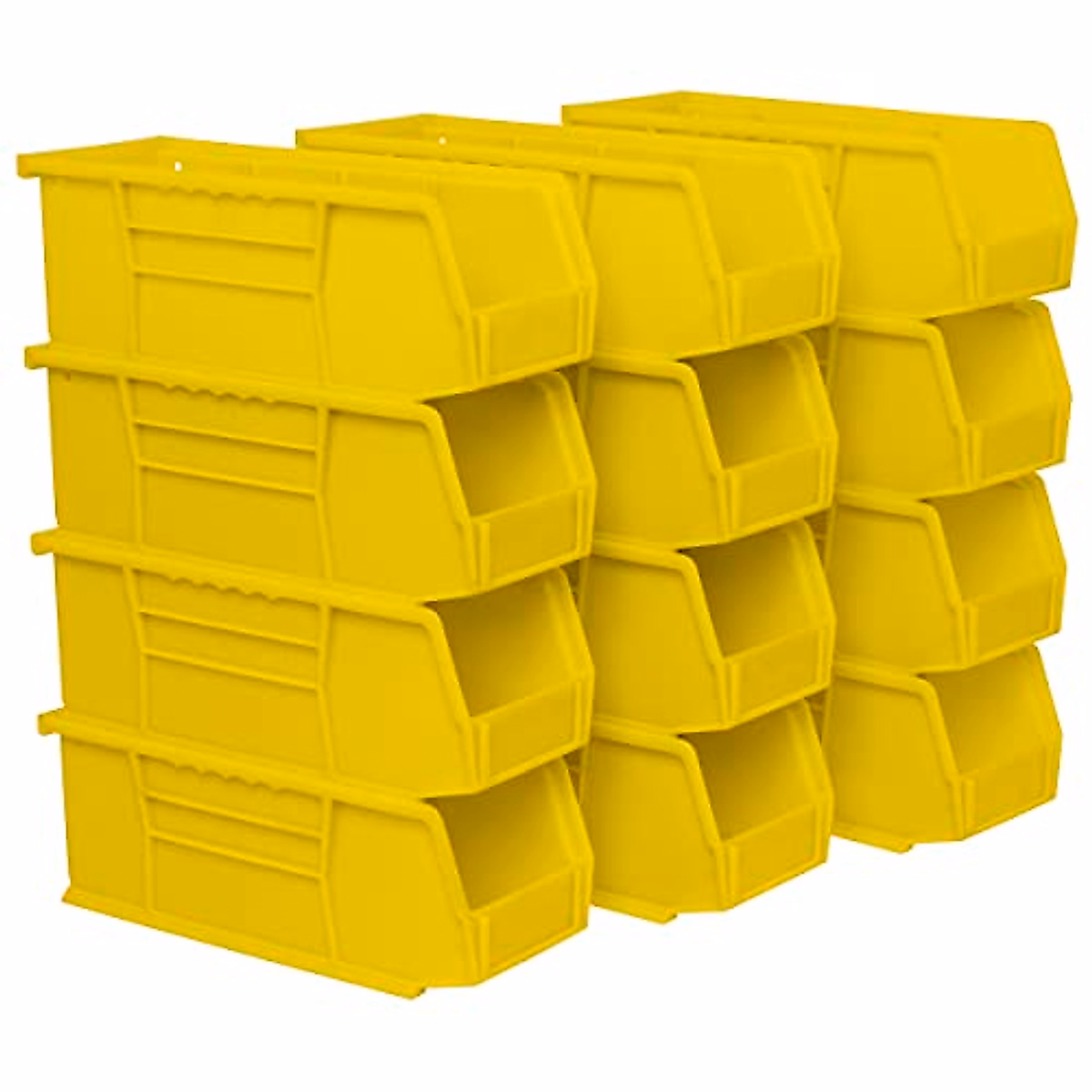 Akro-Mils 30224 AkroBins Plastic Hanging Stackable Storage Organizer Bin, 11-Inch x 4-Inch x 4-Inch, Yellow, 12-Pack