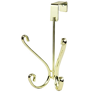 Home Basics Over The Door Double Hook (Gold)