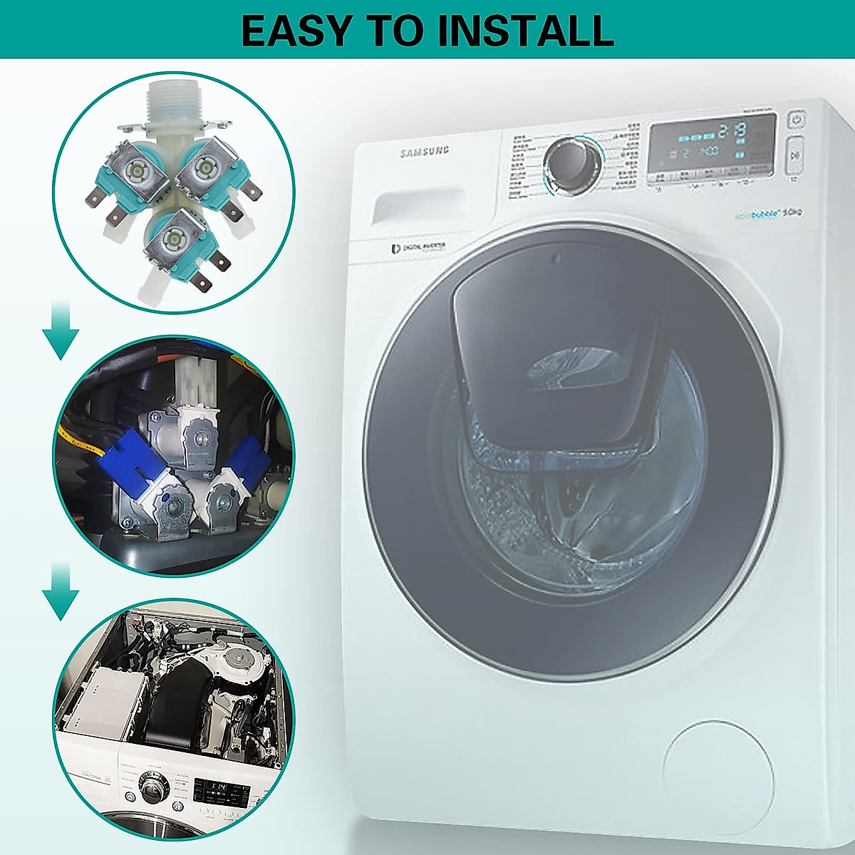 5220FR2075L Water Inlet Valve, tTSAVS Cold Water Inlet Valve Replacement for LG Kenmore Washing Machines, Replaces for 5221ER1003A AP5986564 5221ER1003C 5221ER1003D PS11728995 WM9000HWA and more.