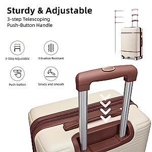 Lulusail Luggage Sets 6 Piece with two Cosmetic Case, Expandable(Only 28 & 24") Hardside Luggage with 360° Spinner Wheels, Durable Luggage Set Clearance For Women Men, Cream