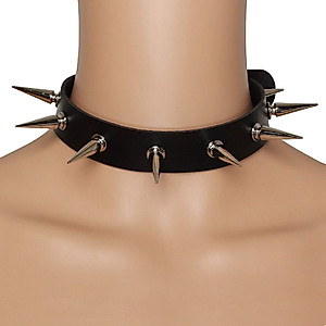 MILAKOO Gothic Rivet Spike Choker Punk Rock Biker Strap Leather Choker Necklace Adjustable