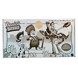 Mattel Disney and Pixar Toy Story Set of 4 Action Figures with Mon0chromatic Woody, Jessie, Bullseye & Stinky Pete, Woody's Roundup, 7-in Scale