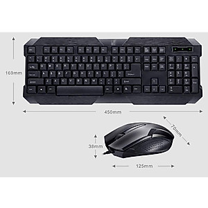 HJJWL Gaming Keyboard and Mouse, Keyboard and Mouse,Rechargeable Compact Quiet Full-Size Keyboard and Mouse Combo with Nano USB Receiver for Windows, Laptop, PC, Notebook