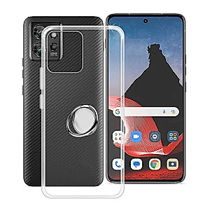 HGJTF Phone Case for Motorola ThinkPhone Case (6.6 Inch), with 360 Degree Rotation Finger Ring Kickstand, Clear Silicone Shockproof X Anti-Scratch Shell TPU Bumper Soft Cover for Motorola ThinkPhone