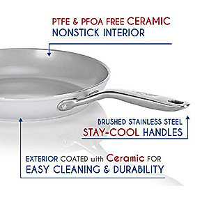 TECHEF - CeraTerra 12" Ceramic Nonstick Frying Pan Skillet, (PTFE, PFAS, and PFOA Free), Dishwasher Oven Safe, Stainless Steel Handle, Induction-Ready, Made in Korea (12-in)