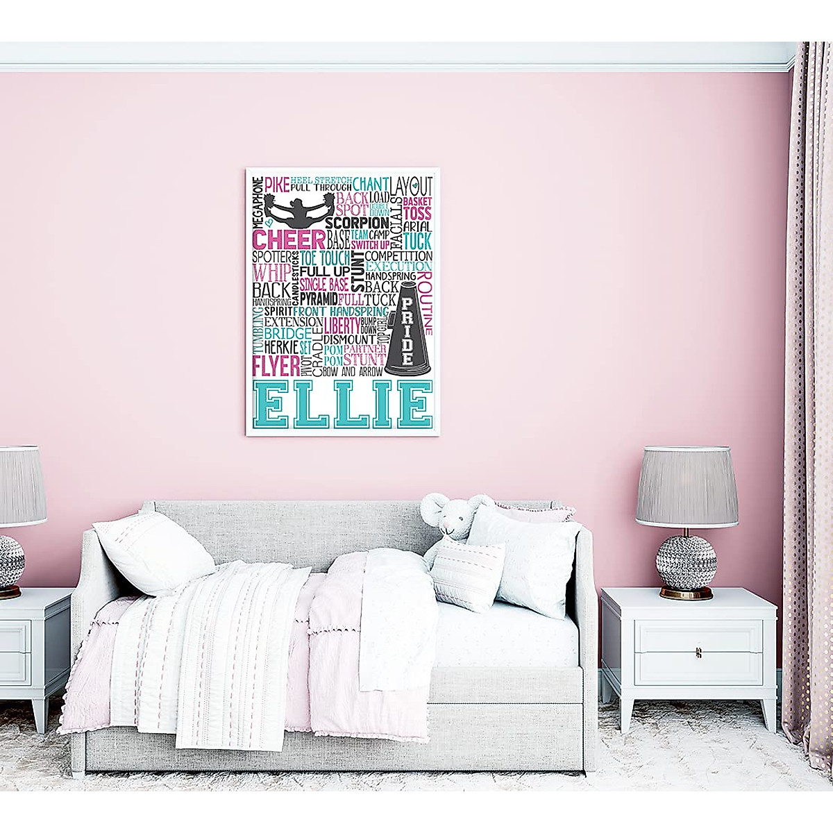 PrintChicks - Cheerleading Personalized Typography Print - Cheer Art Poster Decor for Girl's Room Cheerleader Gift