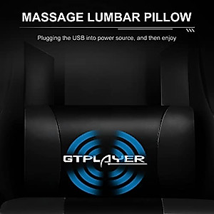 GTPLAYER Gaming Chair, Computer Chair with Footrest and Lumbar Support, Height Adjustable Game Chair with 360°-Swivel Seat and Headrest and for Office or Gaming (Black)