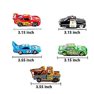 LLWEIT Cars 2 Basic Movie Characters 5 Pack Lightning McQueen and his Friends Metal die-cast Toy Cars,in Bulk