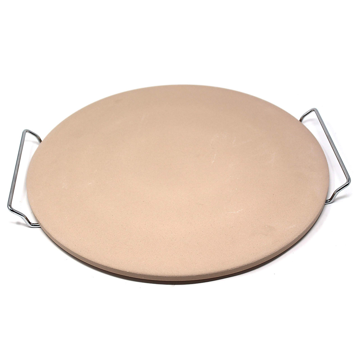 Homeworks Large Unglazed Ceramic Pizza Stone | Includes Metal Oven to Table Rack, Large 15 Inch Round Baking Stone, For Crispy Crust Pizza, Artisan Breads, Cookies and More