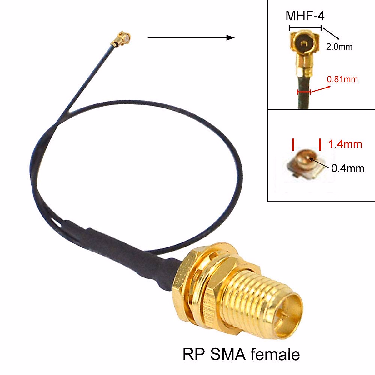 UFL to SMA M.2 NGFF IPX IPEX MHF4 to RP SMA Female (Male pin) RF Pigtail WiFi Antenna Extension Cable 0.81mm for PCI WiFi Card Wireless Router M.2 Cards Pack of 2 (6 inch (15 cm))