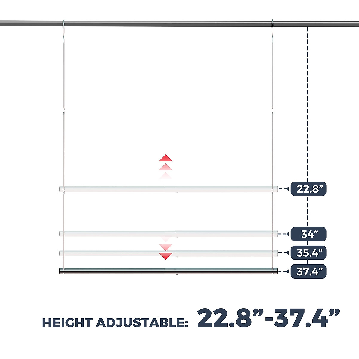 STO STO 1 Pack Closet Hanging Rod, Length and Height Adjustable Closet Rod, Space-saving Closet Extender Hanging Bar for Hanging Clothes, Chrome