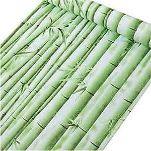 HOYOYO 17.8 x 118 Inches Self-Adhesive Liner Paper, Removable Shelf Liner Wall Stickers Dresser Drawer Peel Stick Kitchen Home Decor, Green Bamboo