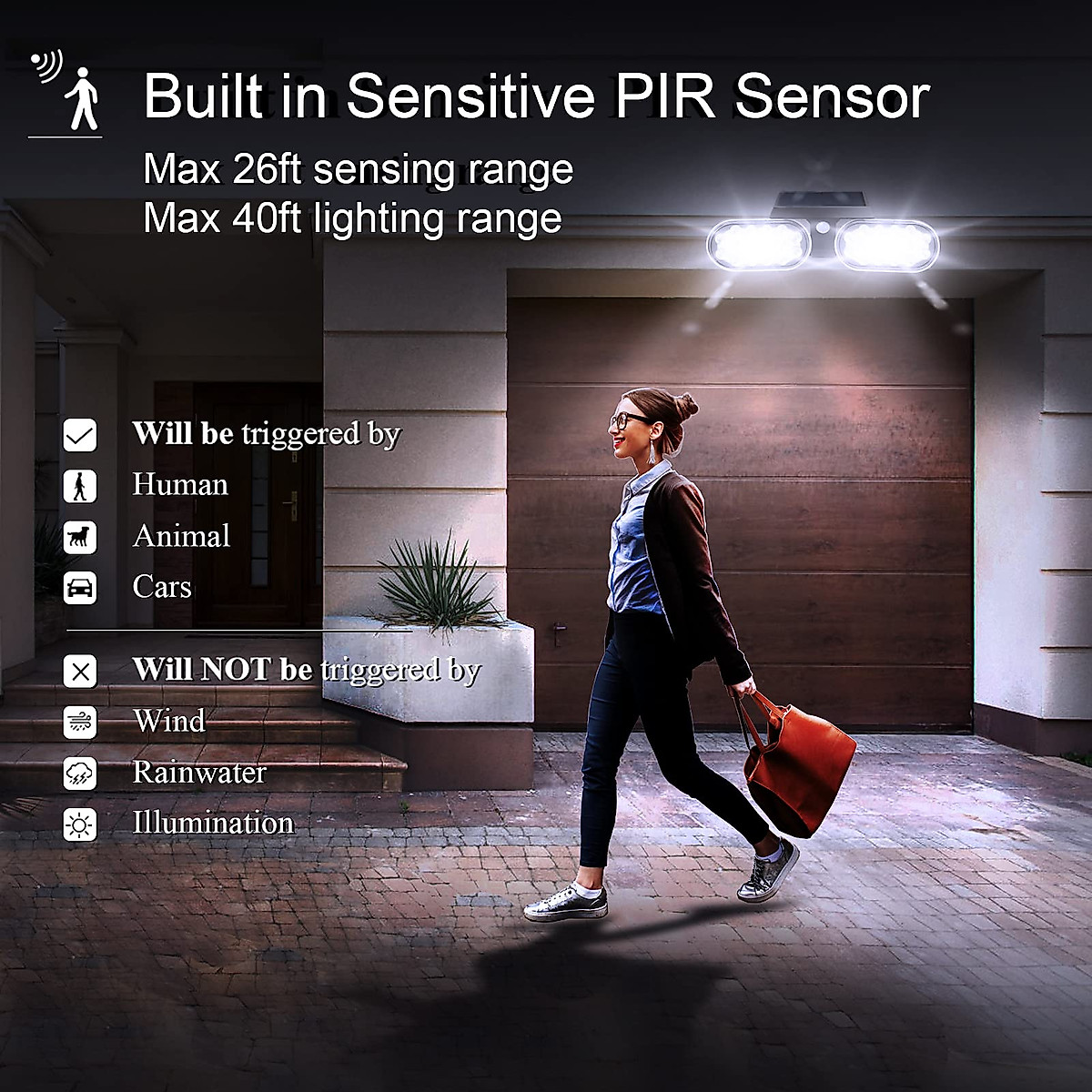 EMANER 20% O-ff (Bundle 3Pack) - Motion Sensor Solar Light, Low Light Stay On Optional, Outdoor Waterproof