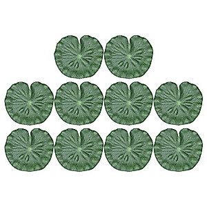 PRETYZOOM 10pcs Artificial Lily Pads Simulation Foam Lotus Leaf Floating Lily Pads for Fish Tank Pond Pool Decor (15cm)
