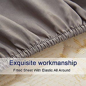 SONORO KATE Bed Sheet Set Super Soft Microfiber 1800 Thread Count Luxury Egyptian Sheets Fit 18-24 Inch Deep Pocket Mattress Wrinkle-4 Piece (Grey, Queen)