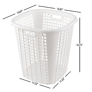 Fiazony 50 L Tall Plastic Laundry Storage Basket for Home, Set of 6 Large Plastic Laundry Hamper Basket with Cutout Handles, White