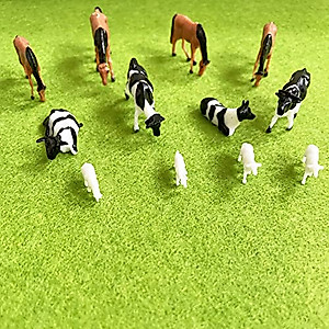 House Life 12pcs 1:87 Scale Mini Farm Animals Figure Model Railway Mixed Horses Cows Sheep Cute Train Scenery