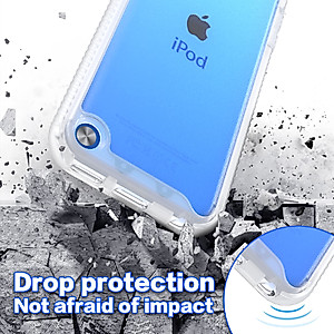 IDYStar Compatible with iPod Touch 7th Generation Case,2 in 1 Shockproof iPod Case with Screen Protectors,Hybrid Slim Fit Protection Shock Resistant Cover for iPod Touch 5/6/7th Generation,Clear