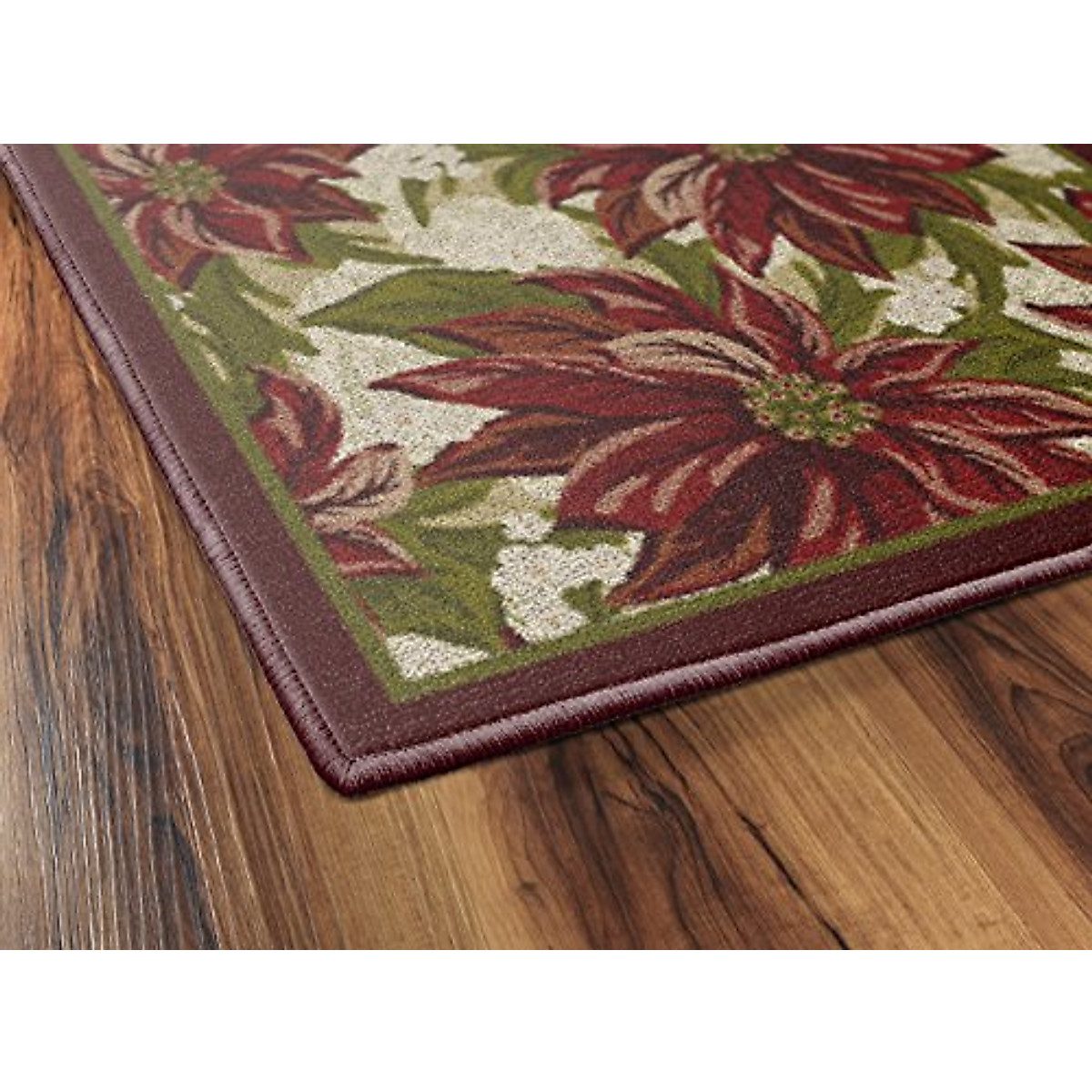 Brumlow MILLS Poinsettia Rug, 20" x 34", Garnet