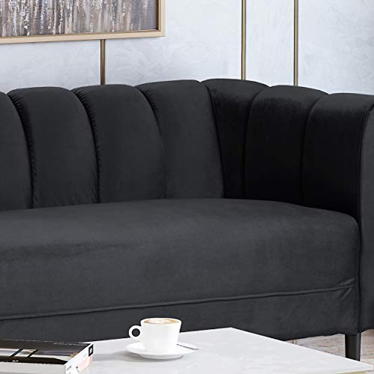 Christopher Knight Home Miranda Velvet 3 Seater Sofa, Black, Dark Brown
