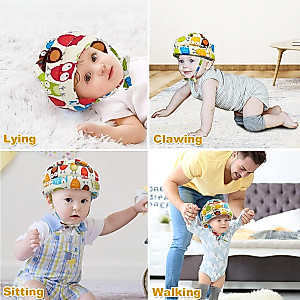 IUMÉ Toddler Baby Safety Helmet, Adjustable Baby Safety Helmet Head Protector Children Headgear Infant Protective Cap Printed Head Guard