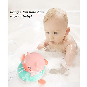 BARTIDO Baby Bath Toys, Kids Bath Toys for Toddlers 1-3, Mold Free Wind Up Pull & Go Pool Swimming Animals Fish& Pig Whale Water Spray Bathtub Squirter Toys for Kids Toddlers Boys Girls Age 2-4