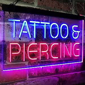 ADVPRO Tattoo Piercing Get Inked Shop Open Dual Color LED Neon Sign Red & Blue 24" x 16" st6s64-i2484-rb