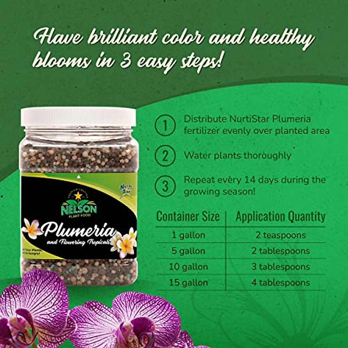 Nelson Plumeria Plant and All Flowering Tropicals Food Ferns Orchids Lilys In Ground Container Patio Grown Granular Fertilizer NutriStar 5-30-5 (2 lb)