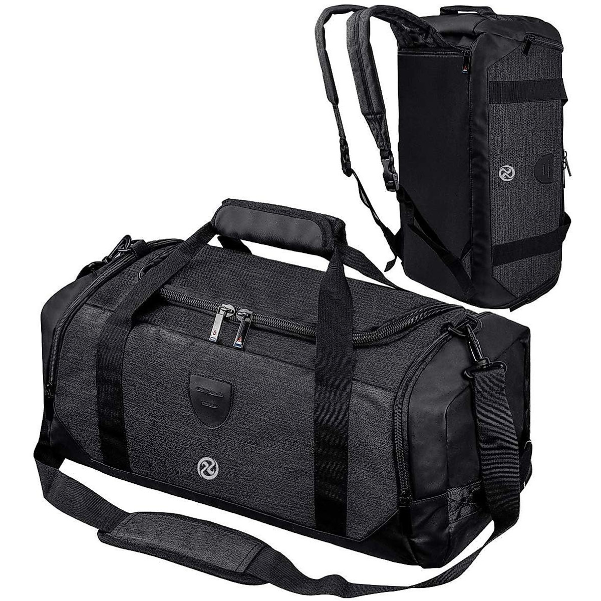 Gym Duffle Bag Backpack Waterproof Sports Duffel Bags Travel Weekender Bag for Men Women Overnight Bag with Shoes Compartment Black